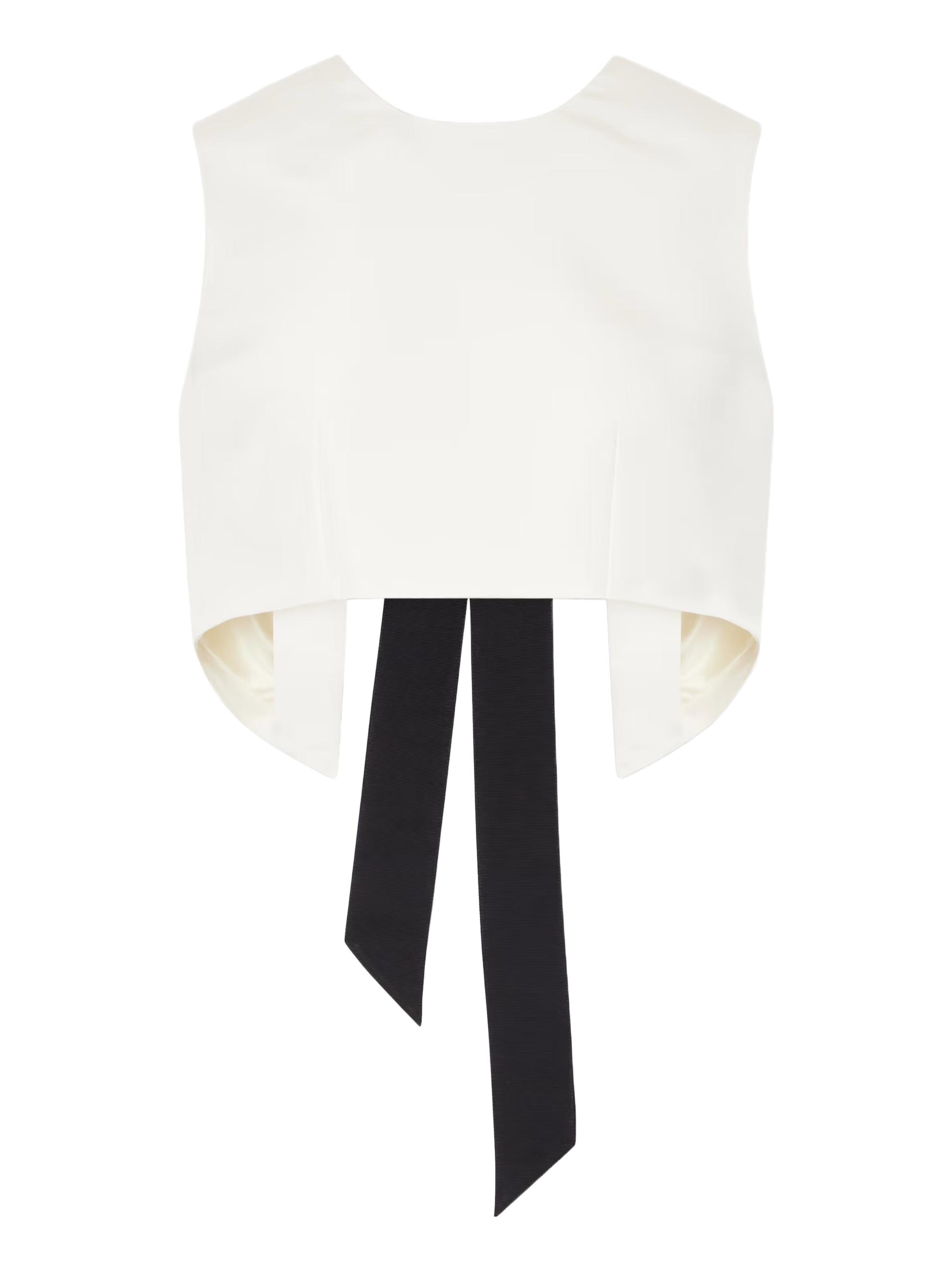 LANVIN Lanvin Silk Crepe Cropped Top with Back Bow Detail